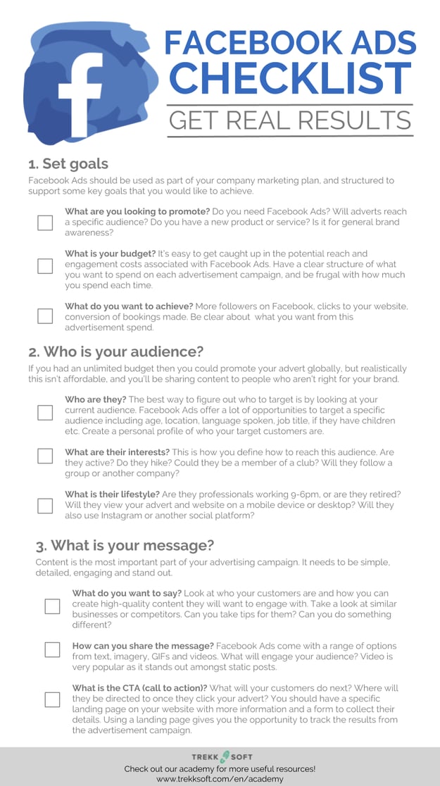 TrekkSoft | Facebook Advertising Checklist