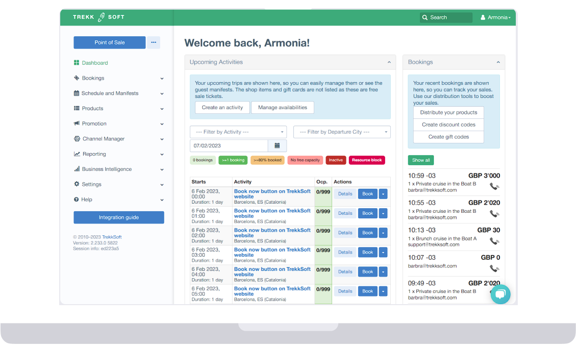 Back Office | TrekkSoft